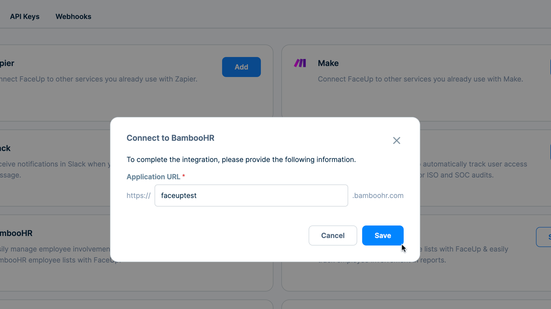 BambooHR and FaceUp native integration guide